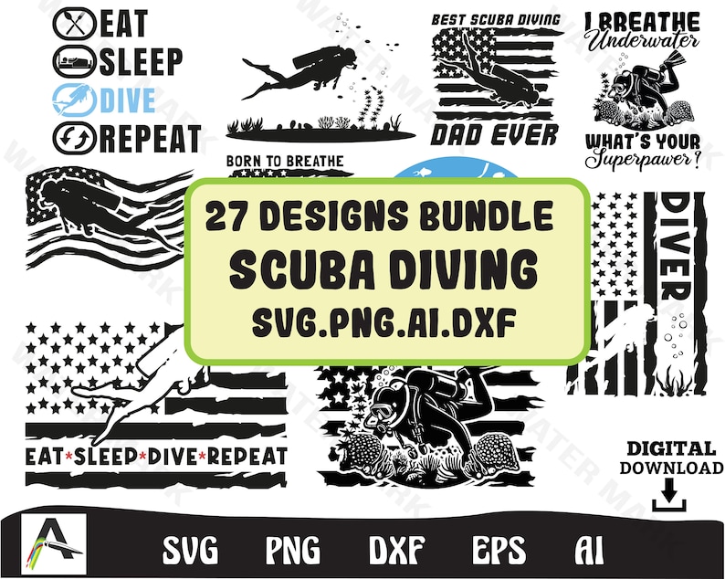 Scuba Diving SVG Bundle: Cut File Designs (digital Download) - Etsy