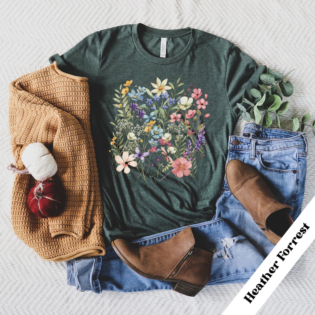 Flower Shirts,aesthetic Wild Flower Shirt, Botanical Floral,minimalist ...