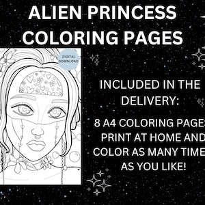Alien Princess Coloring Pages Alien Aesthetic Mystical - Etsy