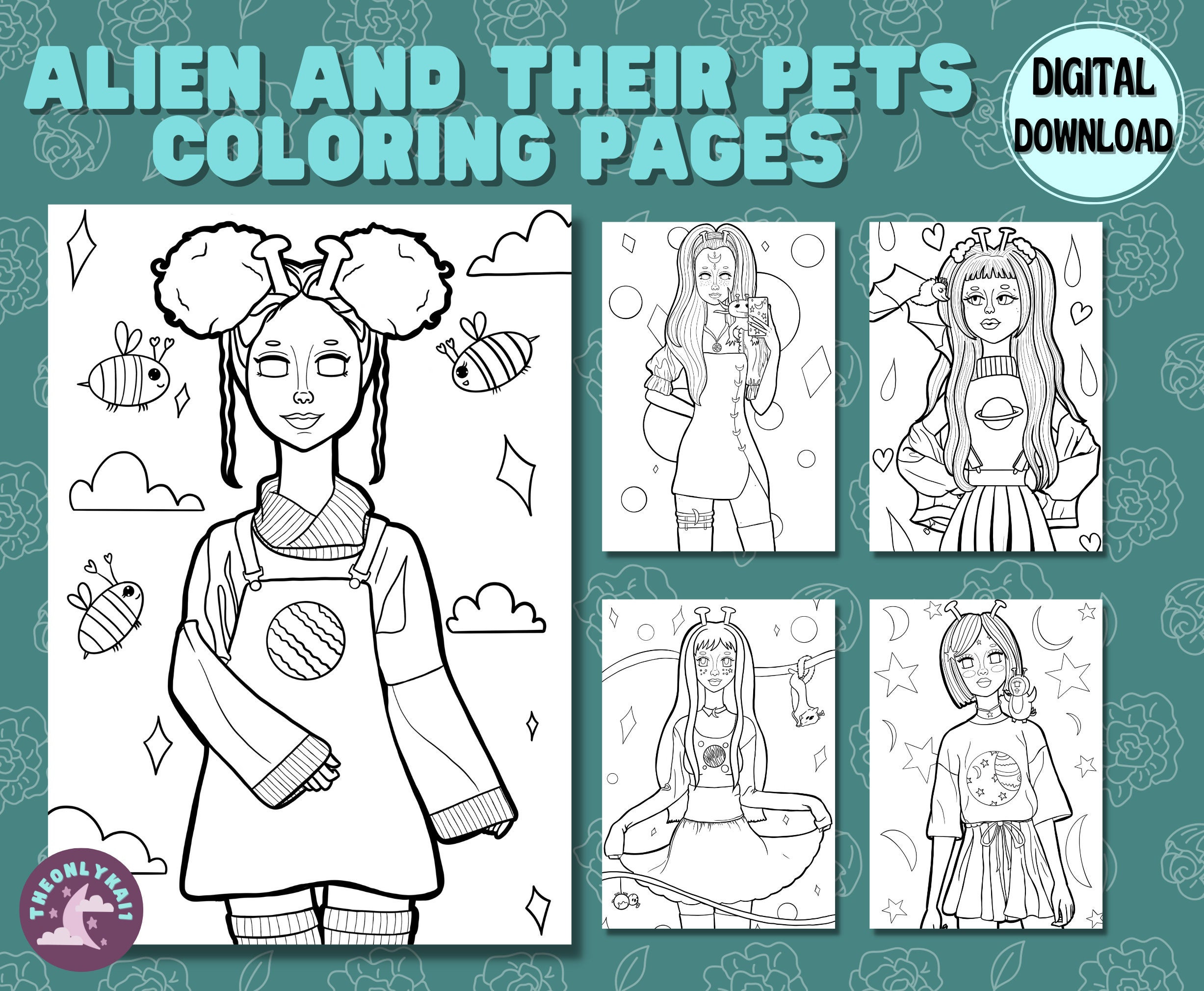 Alien Coloring Pages, Coloring Book, Alien Aesthetic, for Kids and for ...
