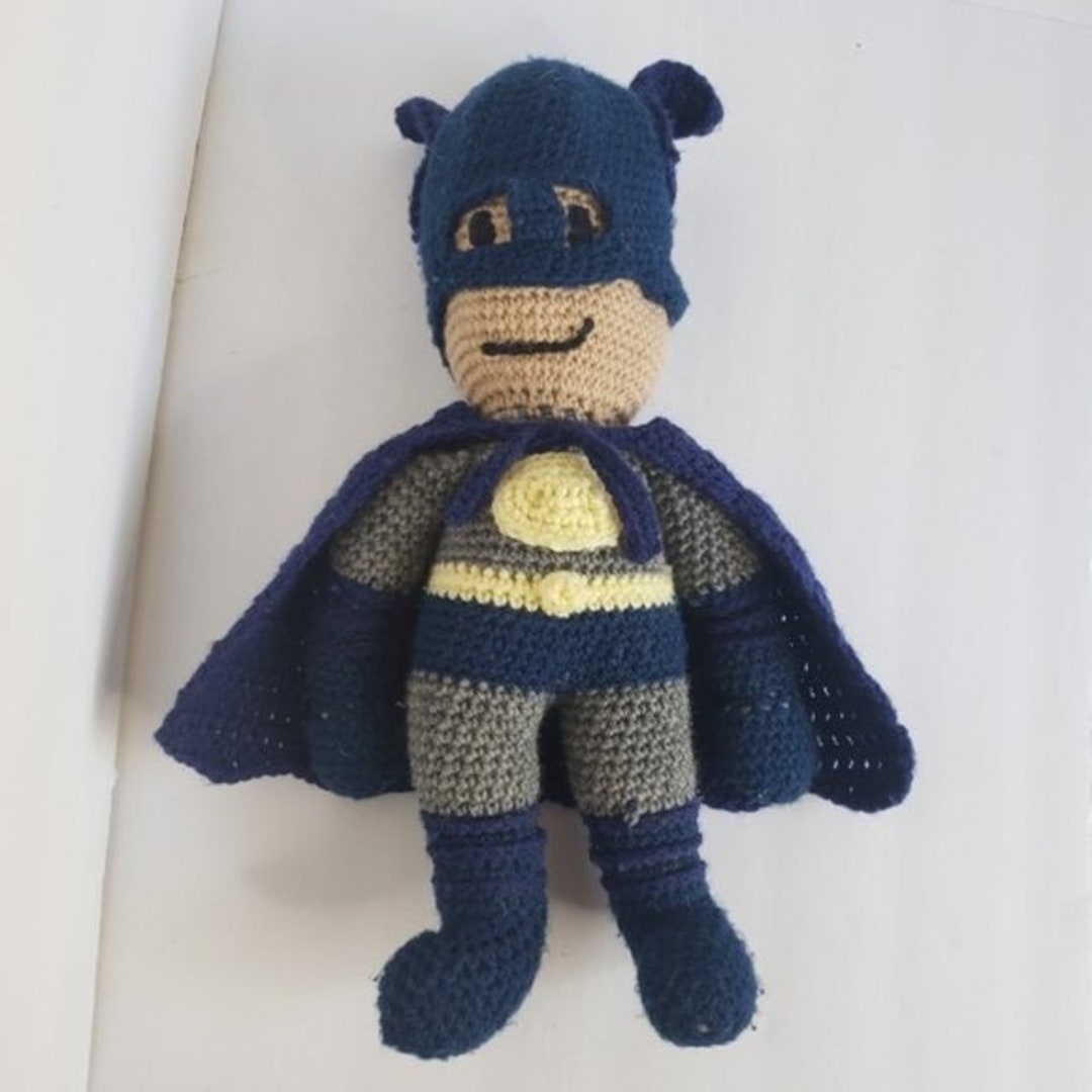 Handmade Crochet Batman Stuffed Animal Plush Cape DC Comics Boys Toy ...