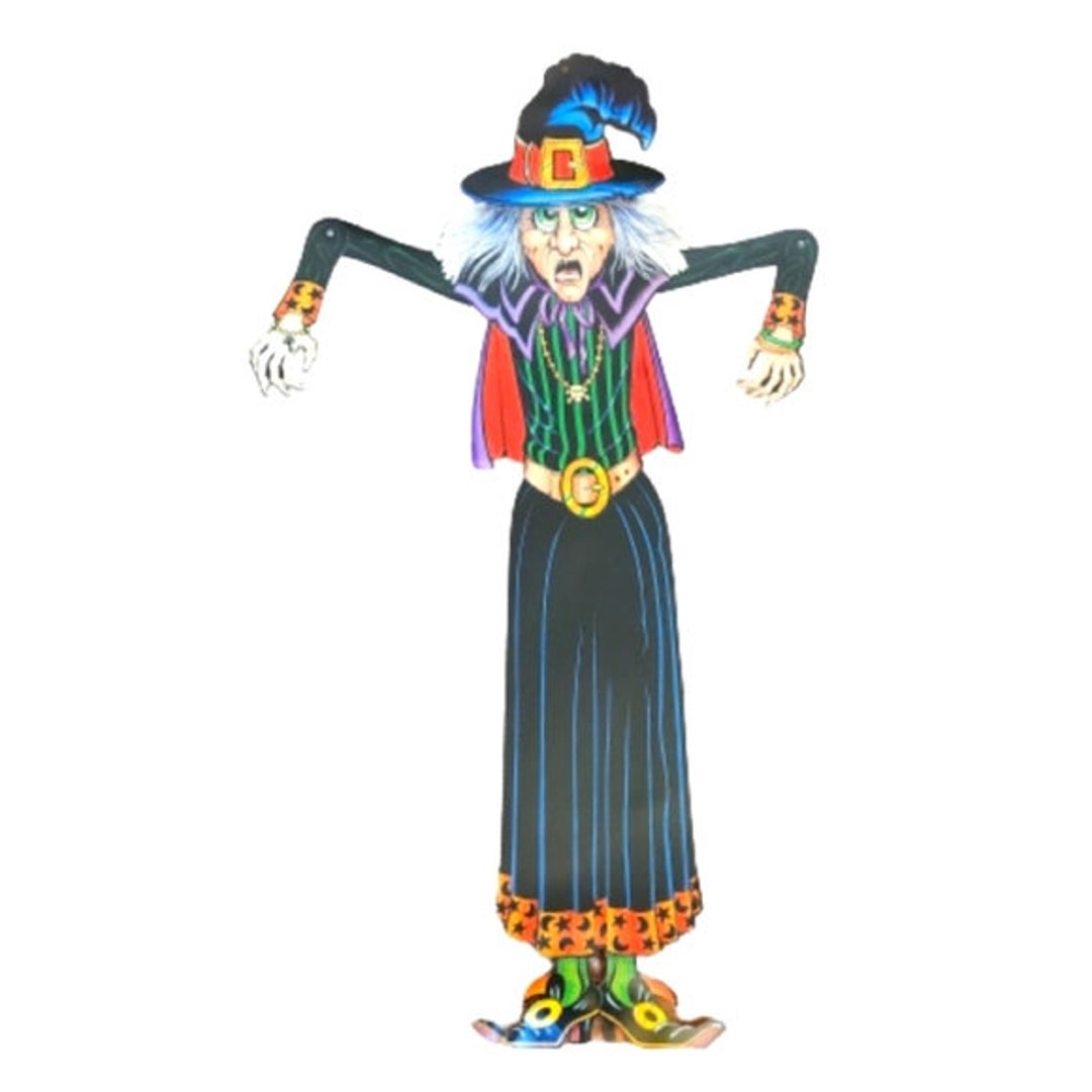 Vintage Biestle Halloween Wicked Witch Die Cut Jointed Full Length Wall ...