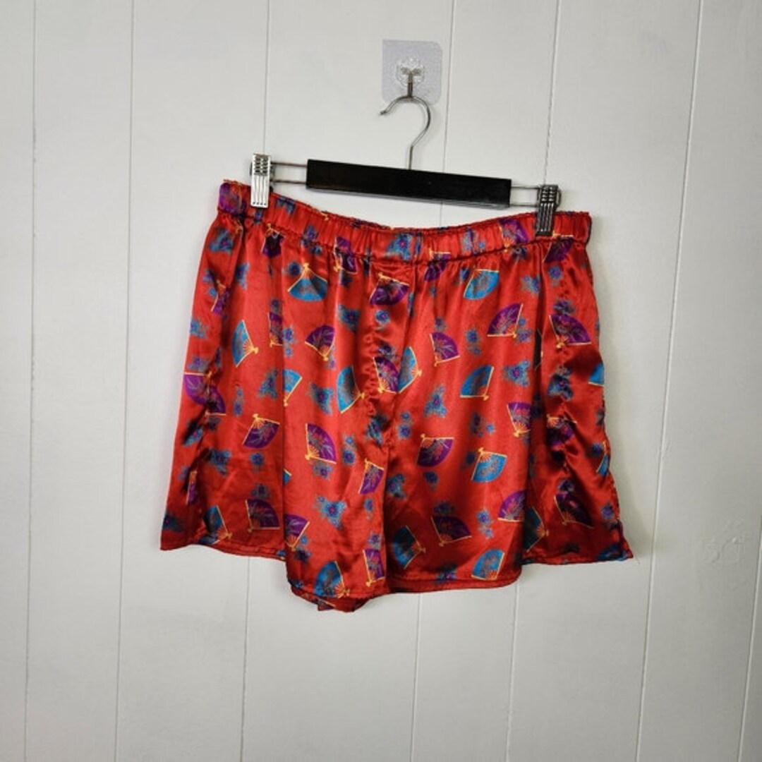 Vintage Vanity Fair Lingerie Red Sleep Boxer Shorts 90s 1990s Silky ...