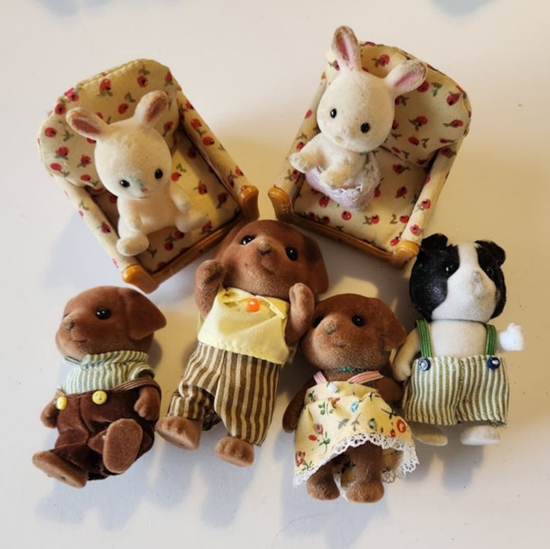 Calico Critters Chocolate Lab Dogs Chairs Rabbits Border - Etsy