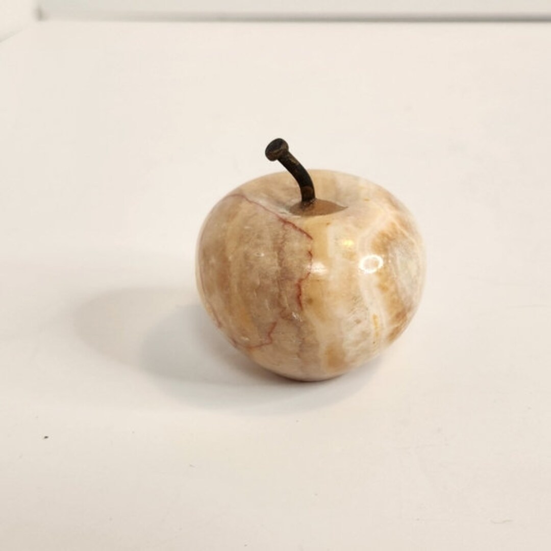 Vintage Apple Paperweight Figurine Marble Stone Wire Stem Home Decor ...