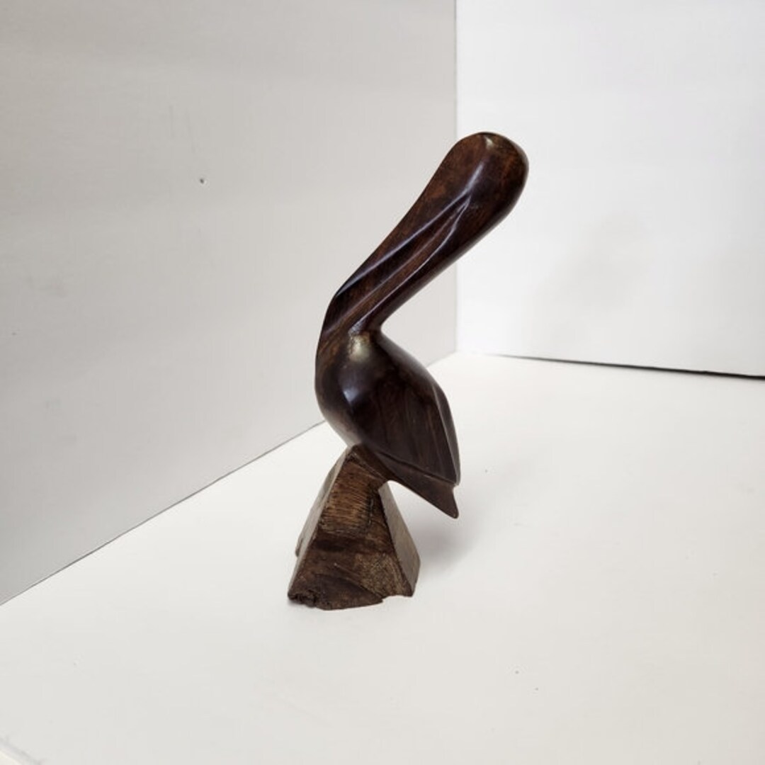 Vintage Rosewood Pelican Figurine Statue Home Decor Wood Bohemian ...