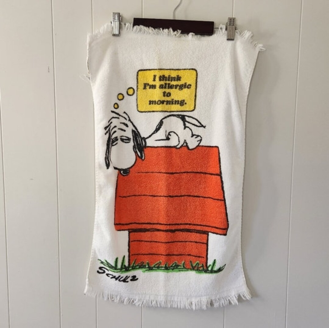 Vintage 1971 Schultz Snoopy Allergic to Mornings Tea Towel - Etsy