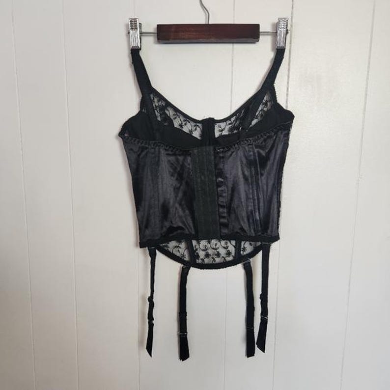 Vintage Black Lace Bustier Corset With Garters 1990s La Senza Size 36C ...