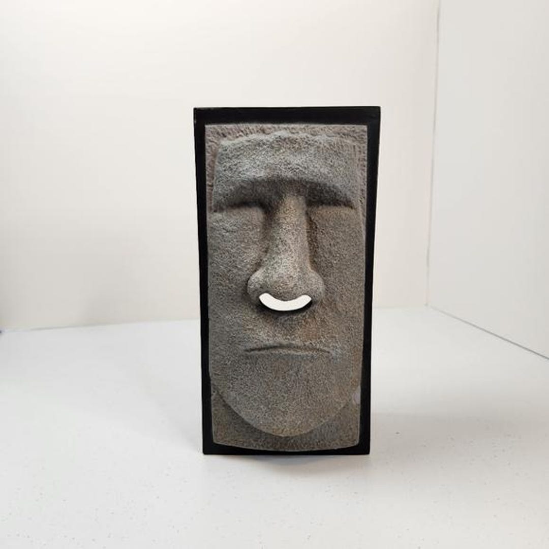 Easter Island Tiki Head Face Tissue Box Holder Kleenex Gray Black ...