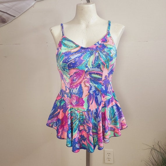 Vintage 80s 90s Pastel One Piece Bathing Suit Swim Swimsuit Etsy