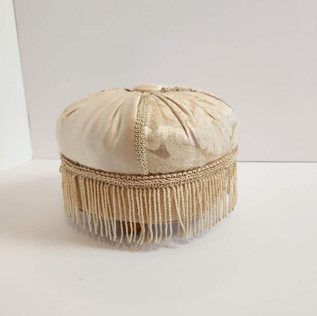Vintage 1980s Footed Mini Ottoman Pin Cushion Doll Dolls House Sewing ...