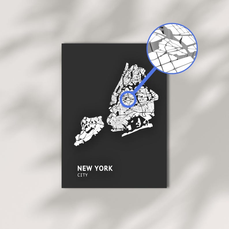 Custom City Map of Any World Location 3D Gift City Map Prints Personal ...