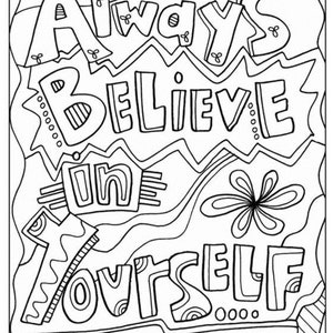 Motivational Coloring Pages Affirmation Self-care Self-love Anxiety ...