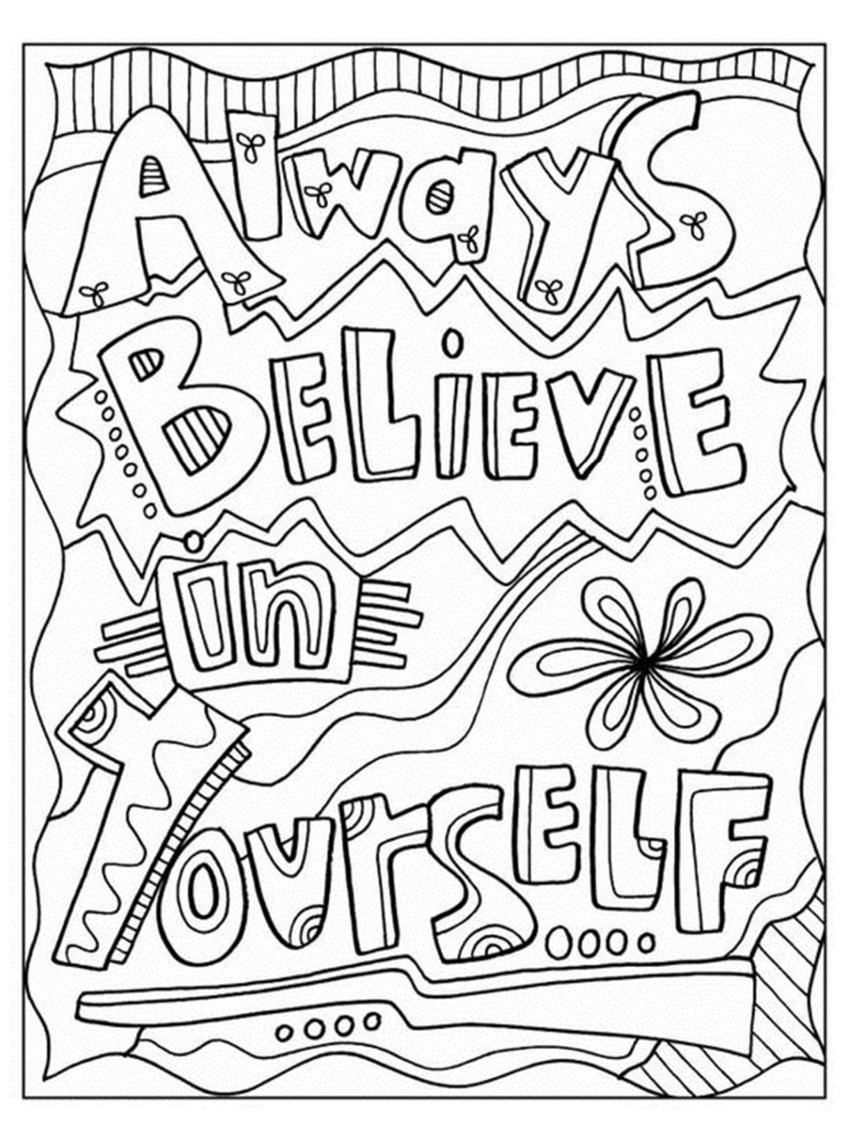 Motivational Coloring Pages Affirmation Self-care Self-love Anxiety ...