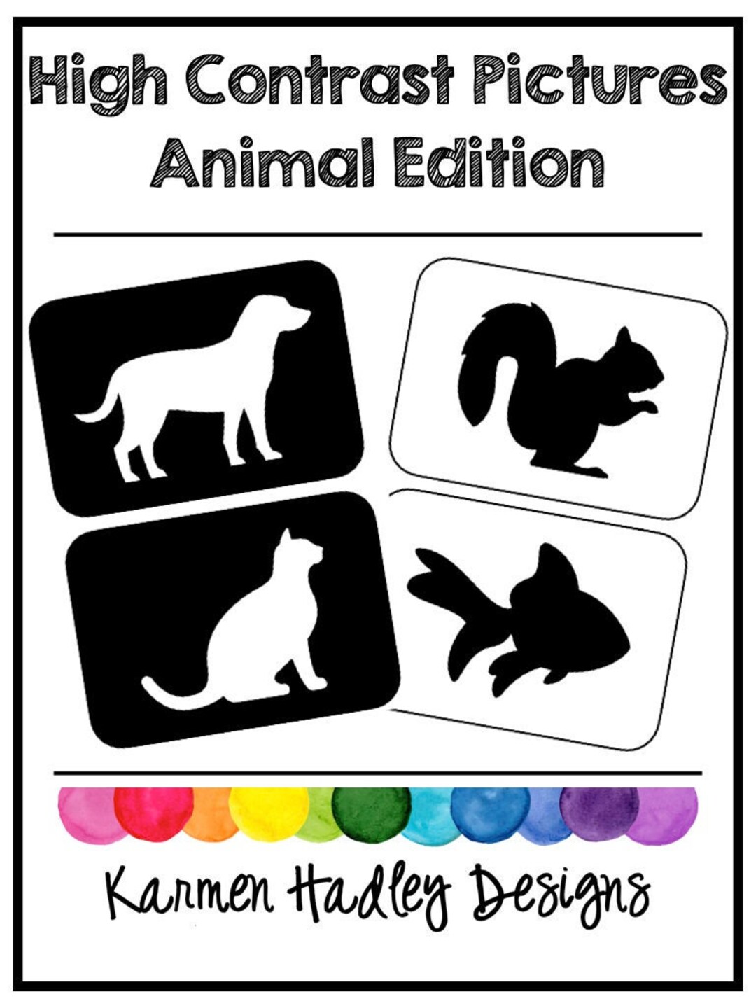 High Contrast Flashcards, Animals, Flash Cards, Black and White, Baby ...