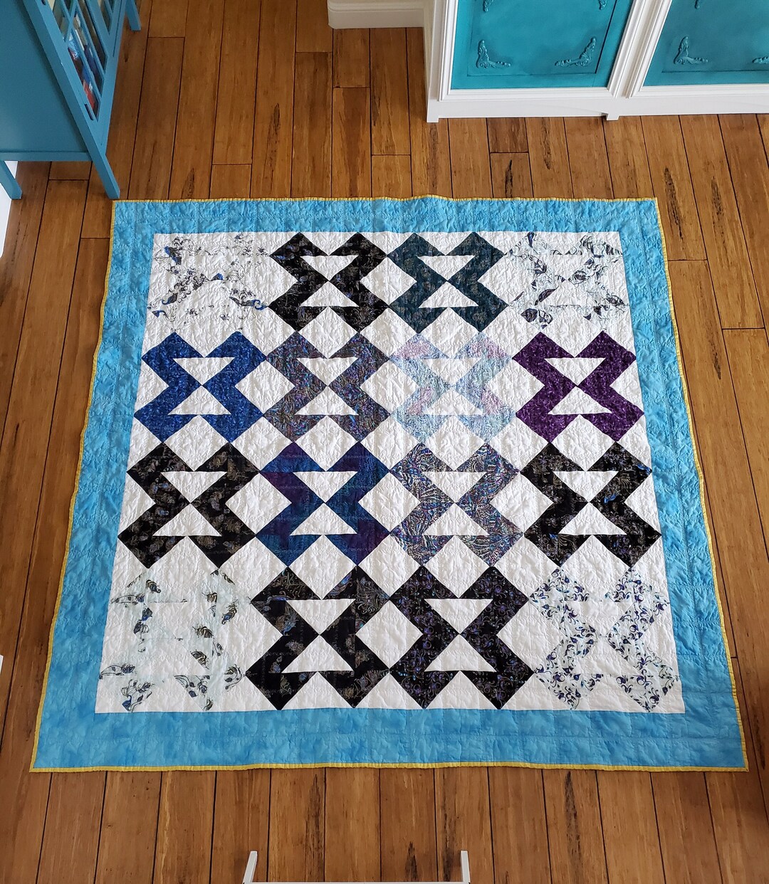 Brown Goose Quilt Pattern in Blues, Purple, and White. - Etsy