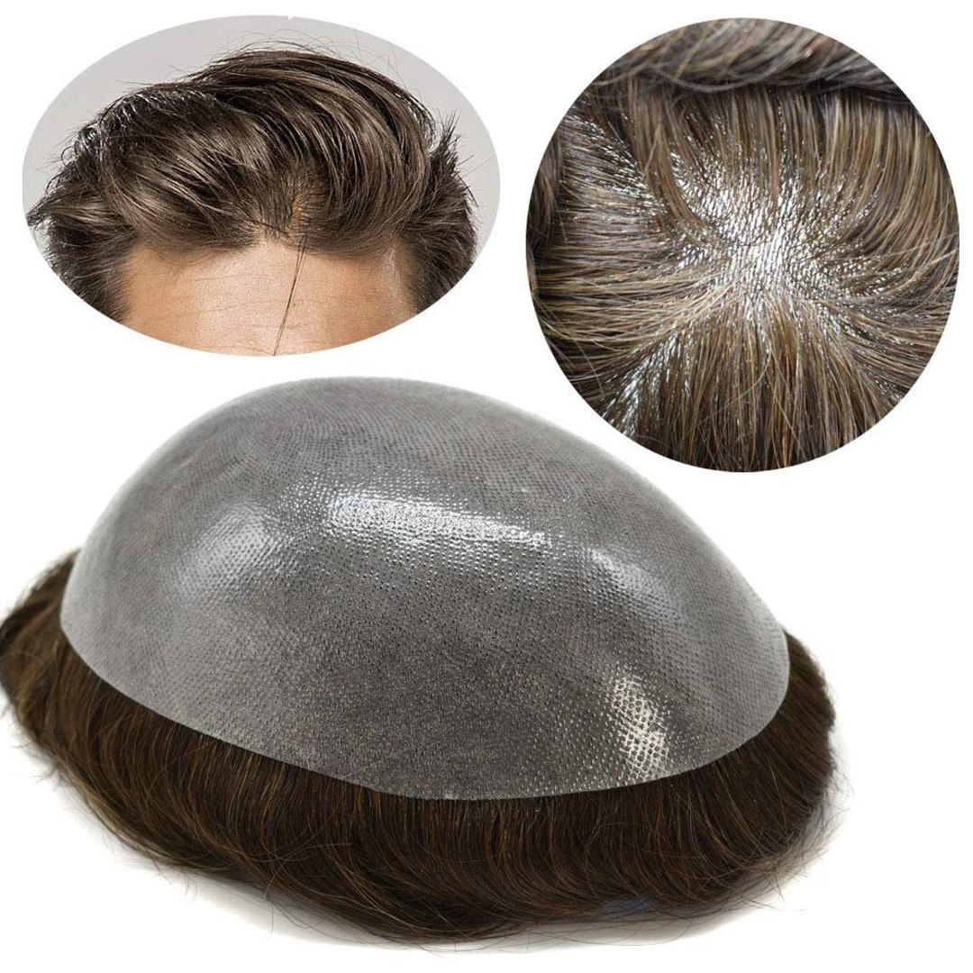 E-wigs Full Poly Thin Skin Mens Toupee Invisible PU 0.1mm Natural Wigs ...