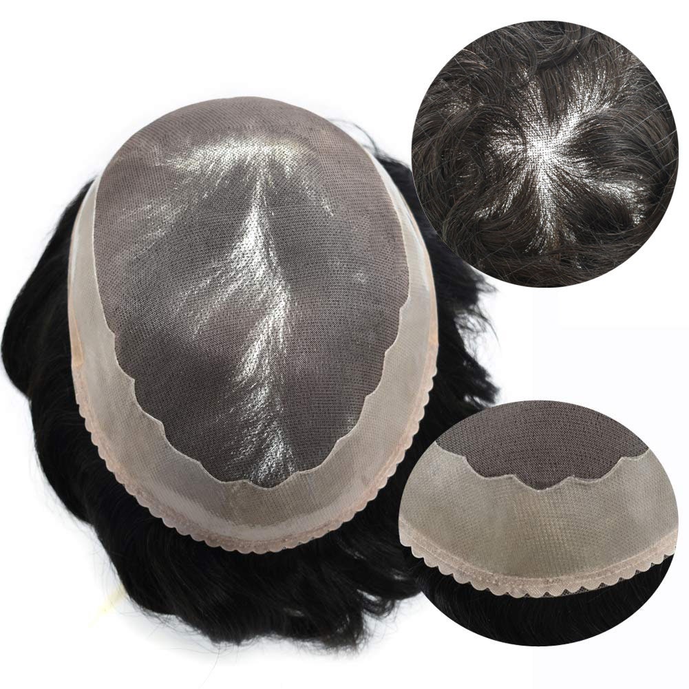 E-wigs Mens Toupee Welded Fine Mono Lace 100% Human Hair Durable Poly ...