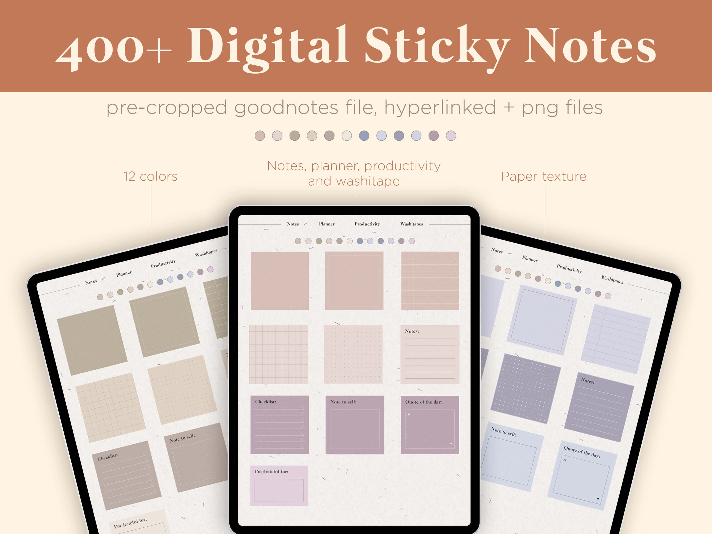 Digital Sticky Notes | Realistic Stickers for Digital Planner, Digital ...