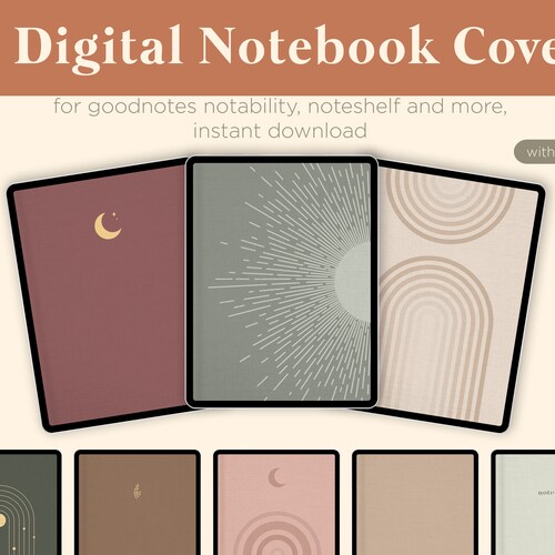 Digital Notebook Covers Minimal Boho Style for Goodnotes - Etsy