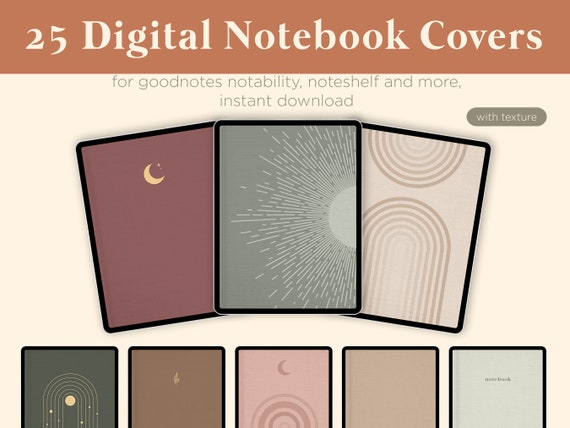 Digital Notebook Covers Minimal Boho Style for Goodnotes | Etsy