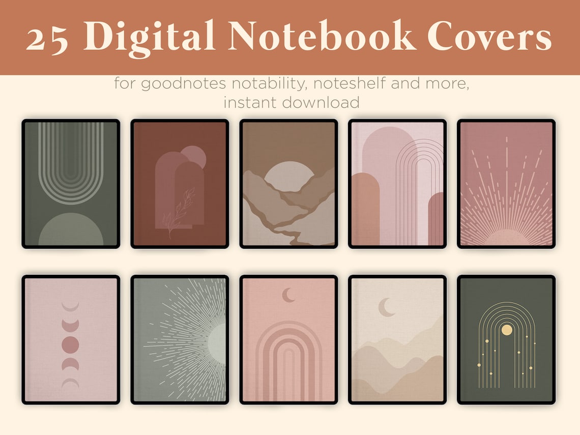 Digital Notebook Covers | Minimal Boho Style for Goodnotes, Notability ...