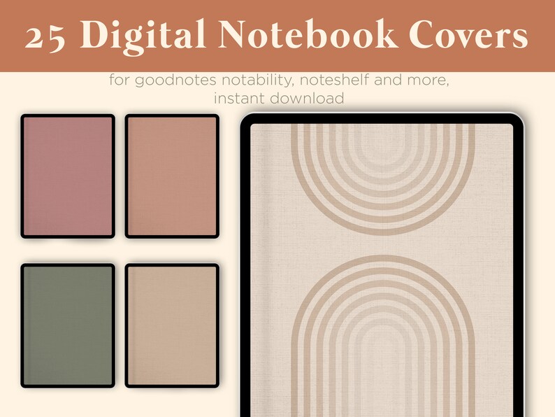 Digital Notebook Covers | Minimal Boho Style for Goodnotes, Notability ...