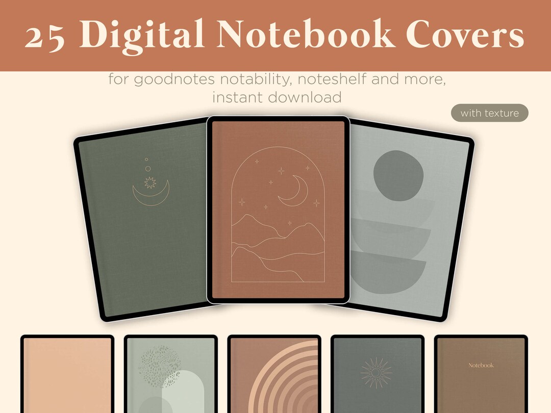 Digital Notebook Covers Neutral Minimal Boho Style for - Etsy