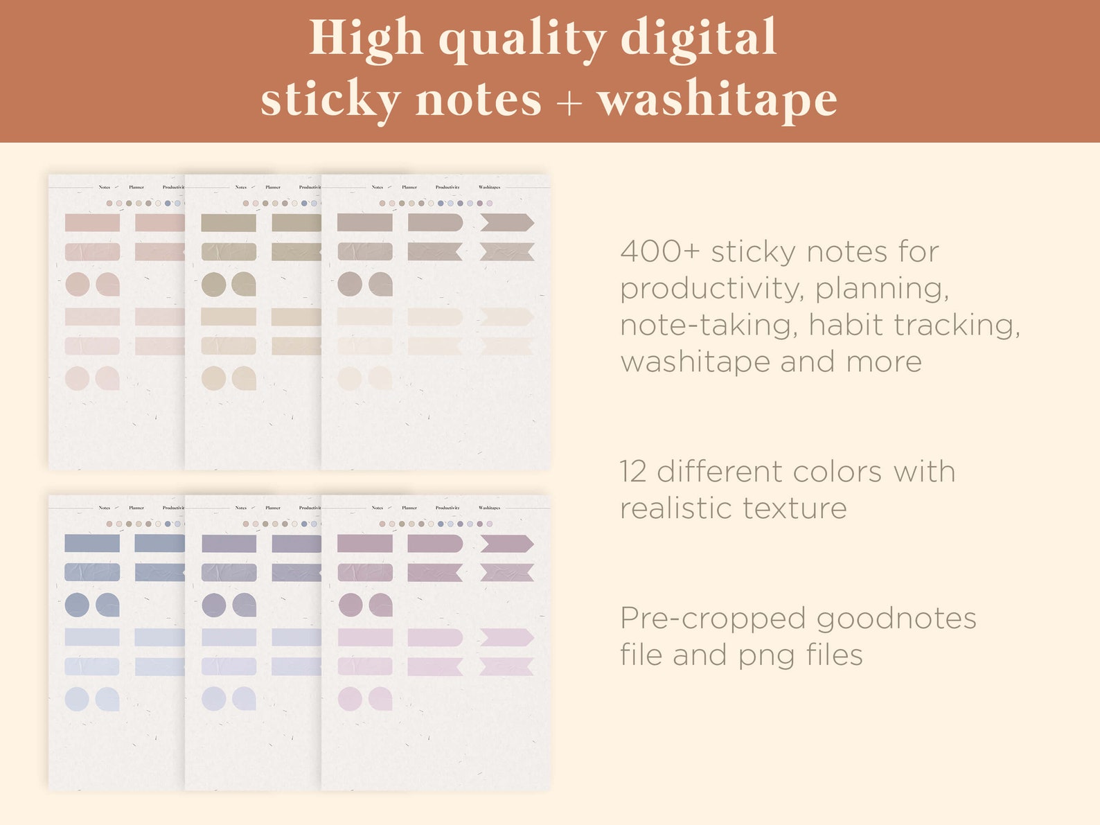 Digital Sticky Notes | Realistic Stickers for Digital Planner, Digital ...