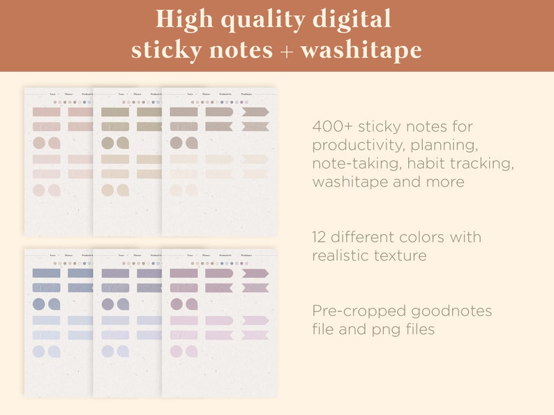 Digital Sticky Notes | Realistic Stickers for Digital Planner, Digital ...