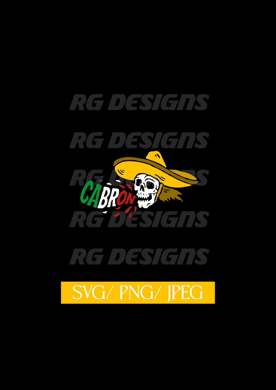 Cabron Skull With Sombrero, SVG, PNG, JPEG. Instant Digital Download ...