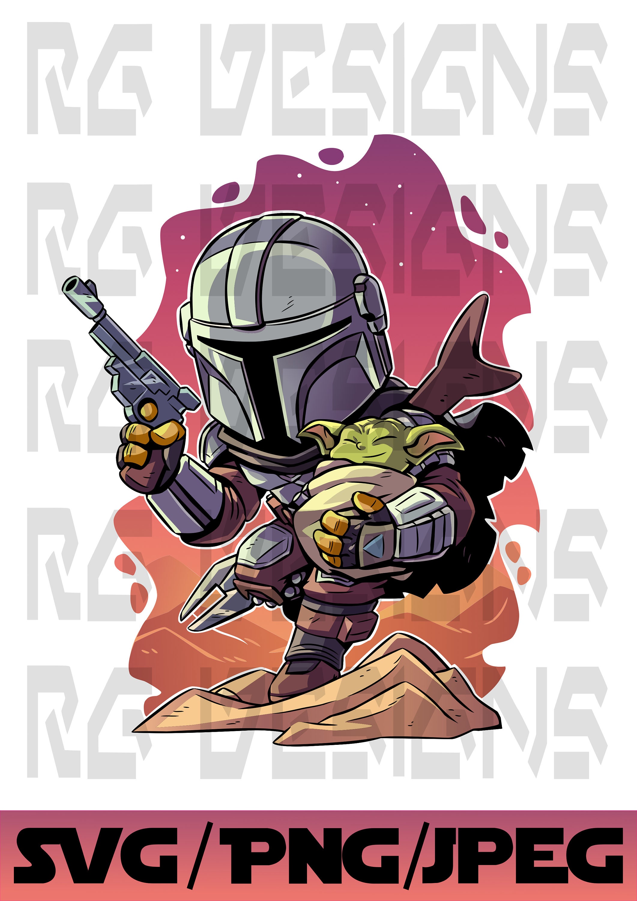 SW Mando Design, With Child. SVG, PNG, Jpeg. Instant Digital Download ...