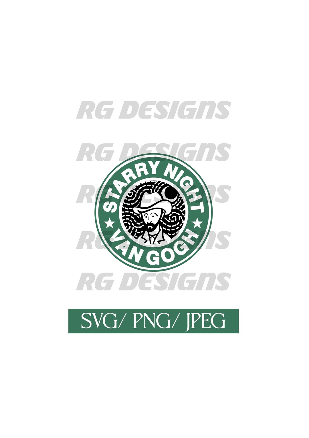 Van Gogh Starbies Design, SVG, PNG, JPEG. Instant Digital Download. - Etsy