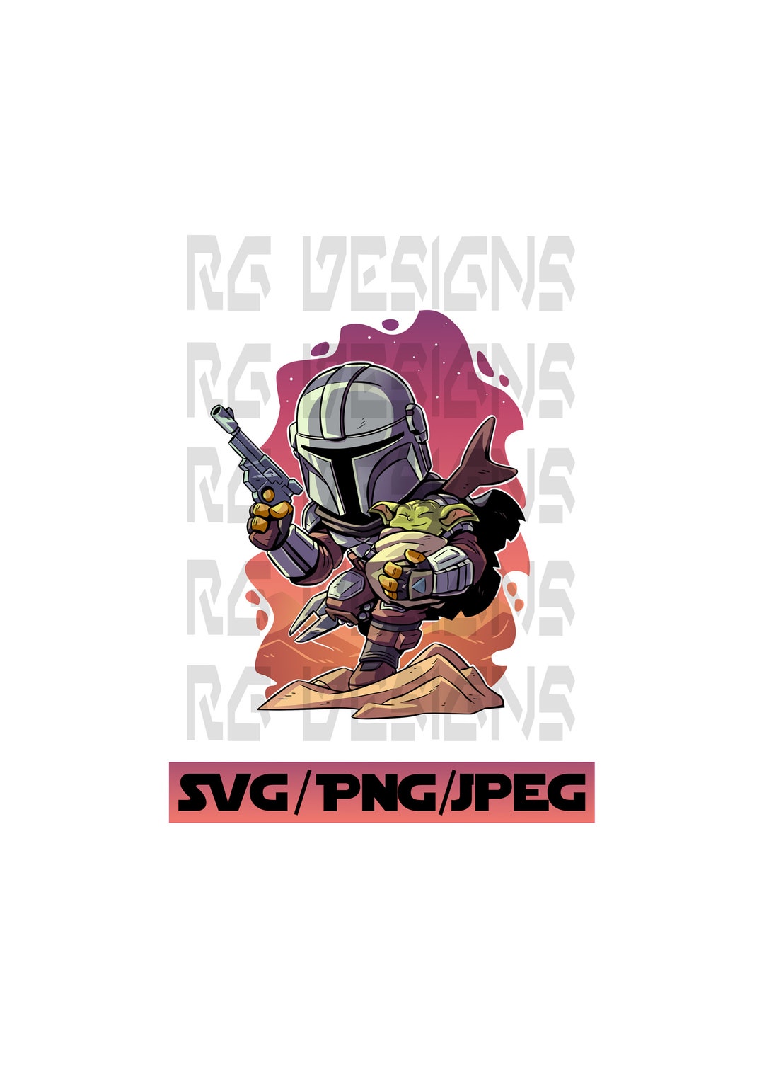 SW Mando Design, With Child. SVG, PNG, Jpeg. Instant Digital Download ...