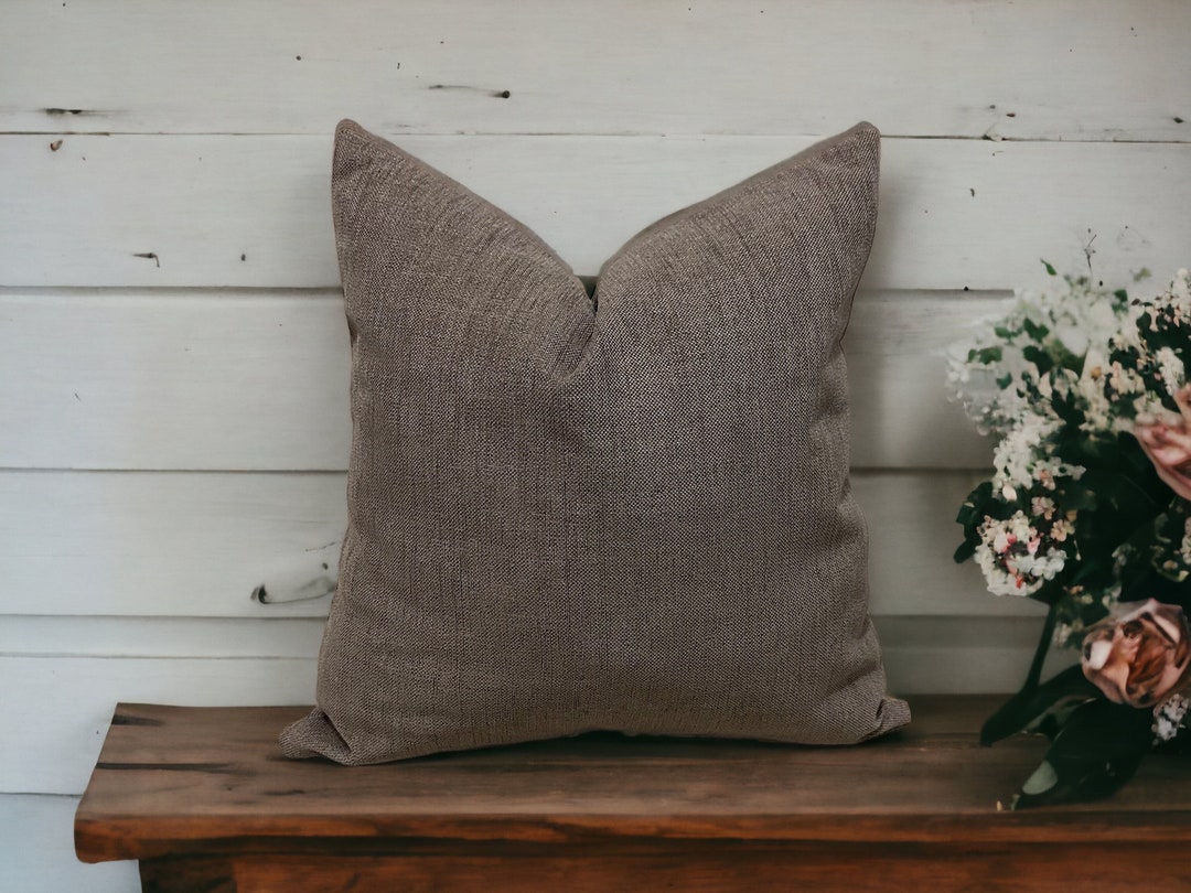 Light Brown Linen Throw Pillows for Farmhouse, Brown Linen Living Rooom ...