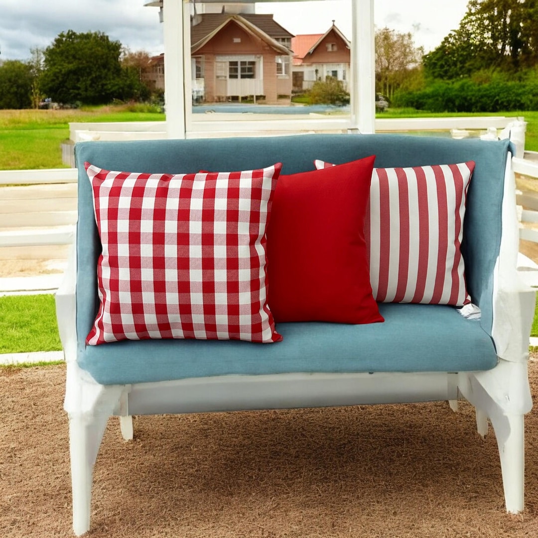 Red Outdoor Throw Pillow Cover, Sunbrella Outdoor Pillows, Waterproof ...