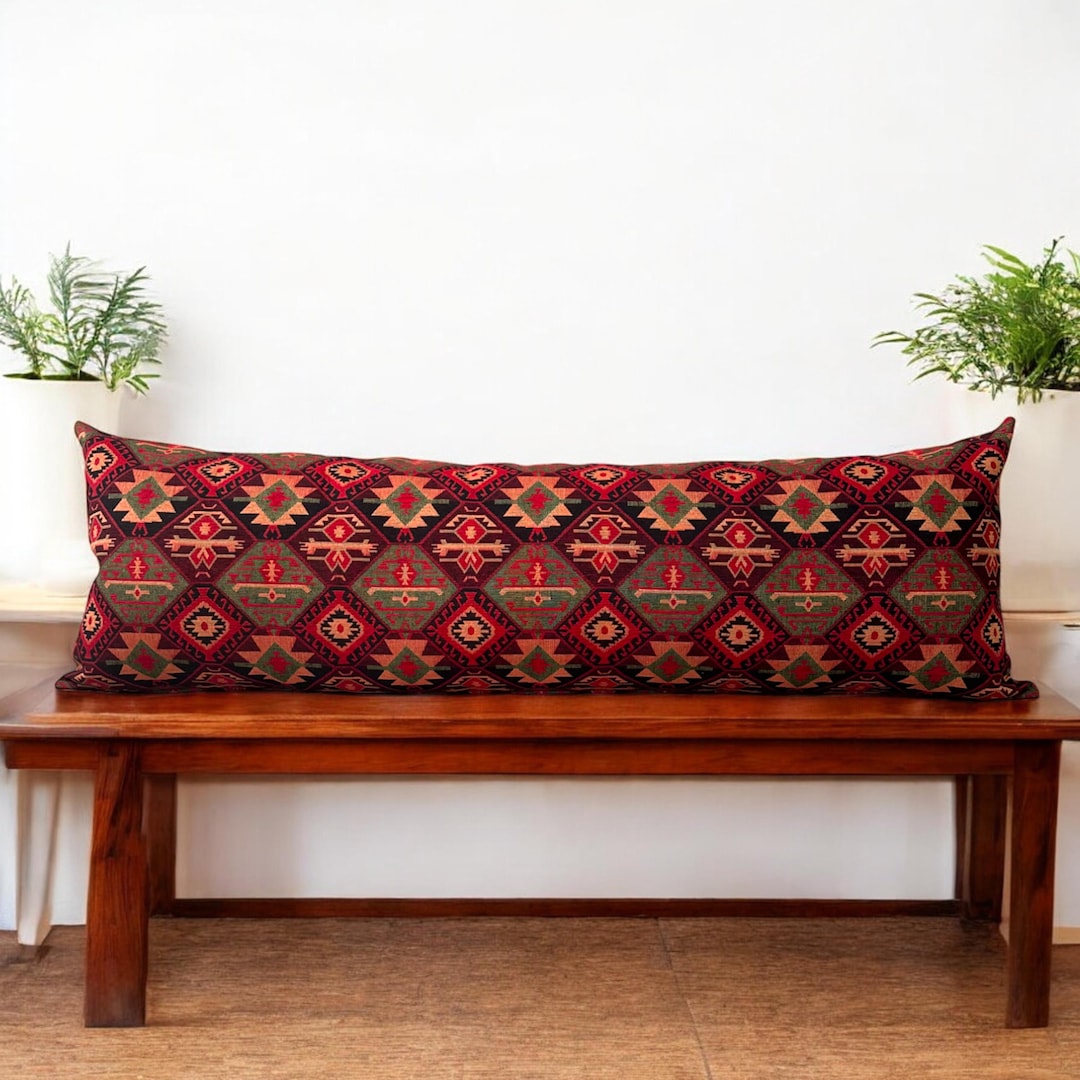 Wine Red Kilim Throw Pillow Cover, Kilim Oversized Pillows, Designer ...