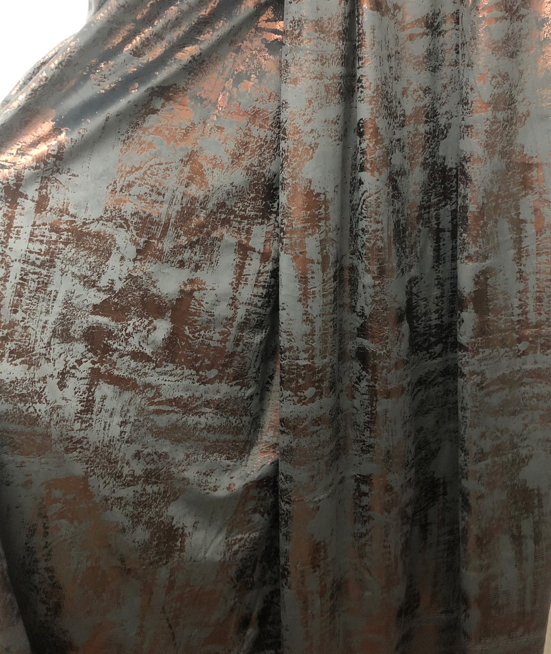 Luxury Gray Copper Pattern Velvet Fabric, Bronze Upholstery Print ...