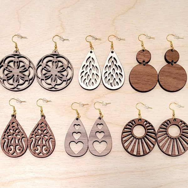 Laser Cut Wood Plant Earrings - Etsy