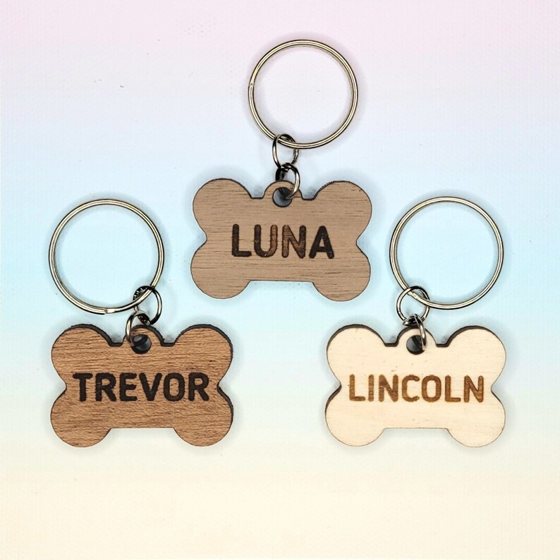 Engraved Dog Name Tag, Engrave Your Dog's Name and Info on a Wooden Dog ...