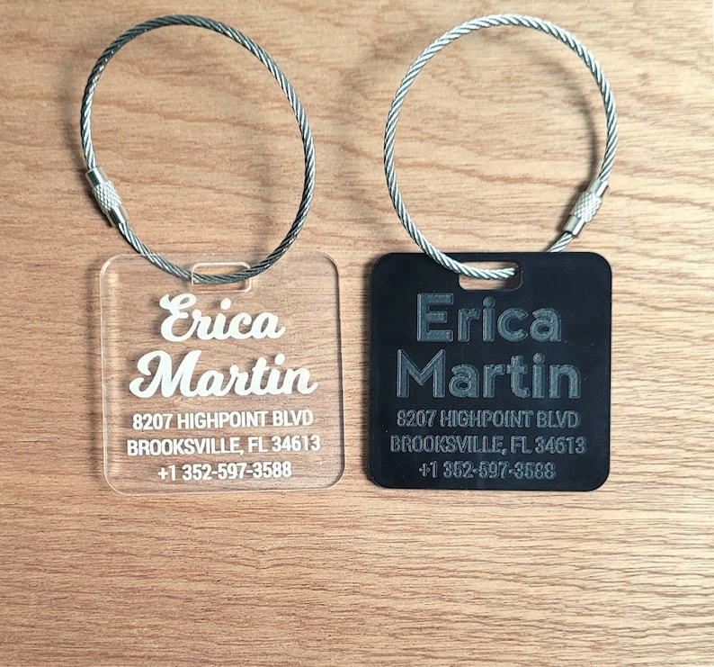 Custom Luggage Tag, Acrylic Bag Name Tag Engrave Your Name and Details ...