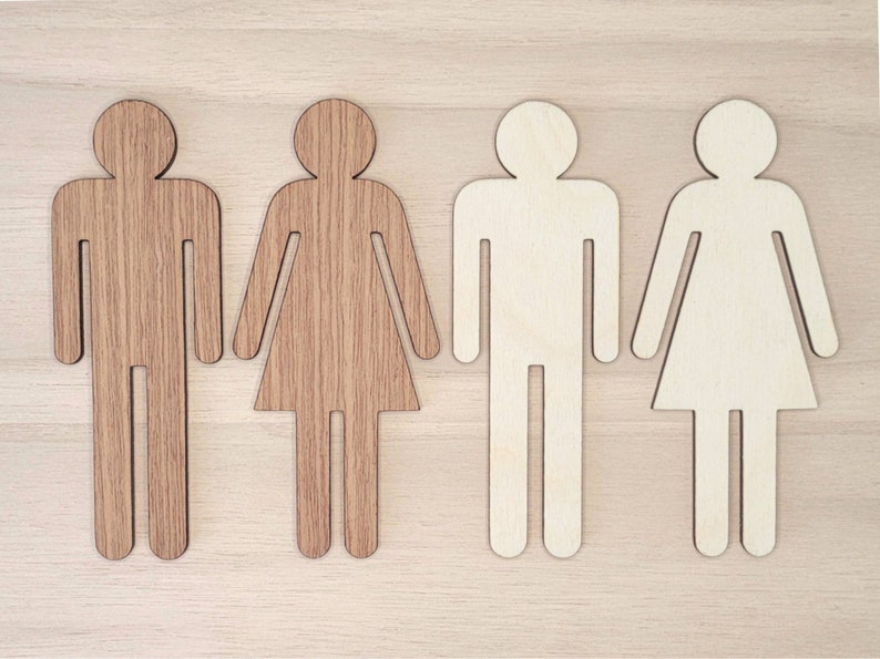 Restroom Signs Wooden Male Female Bathroom Figurines - Etsy