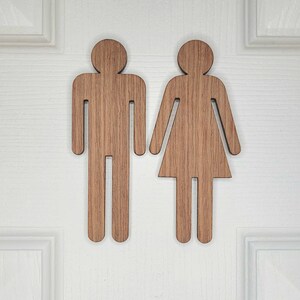 Restroom Signs, Wooden Male Female Bathroom Figurines, Bathroom Sign ...