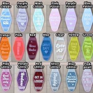 Retro Motel Keychain, Funny and Cute Keychains Engraved on Acrylic ...