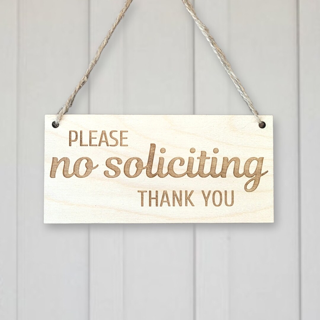 No Soliciting Sign, Wood Engraved Front Door Sign, Please No Soliciting ...