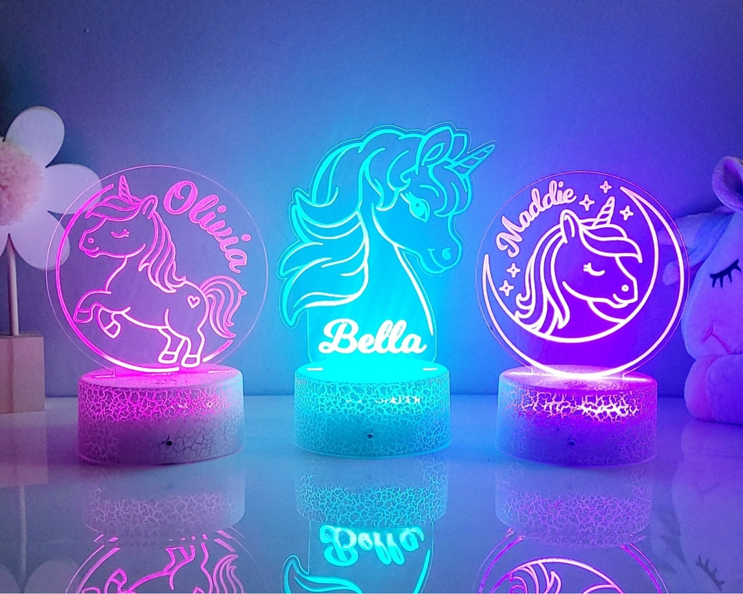 Custom Unicorn Night Light. Cute Acrylic Night Light for Girls' Room ...