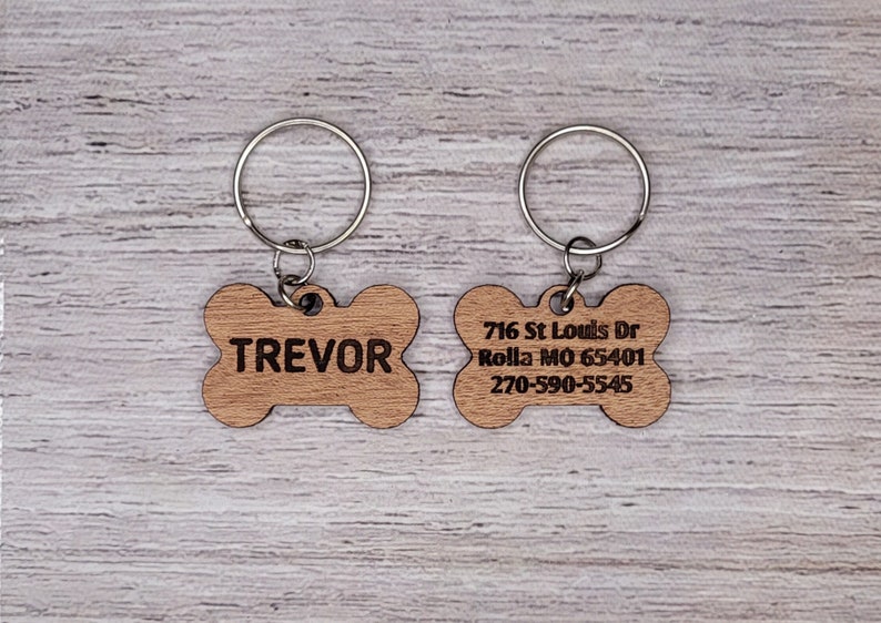 Engraved Dog Name Tag, Engrave Your Dog's Name and Info on a Wooden Dog ...