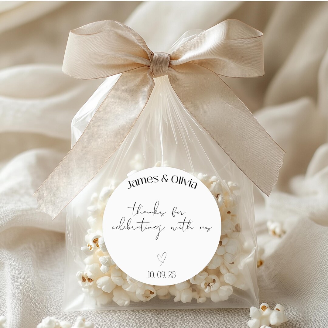 Minimalist Thank You Sticker: Wedding Gift Stickers, Bridal Shower ...