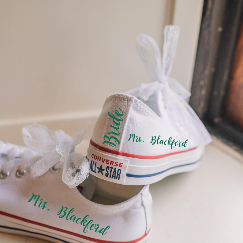 Custom Wedding Shoe Decal, Personalized Converse Shoe Stickers, Wedding ...