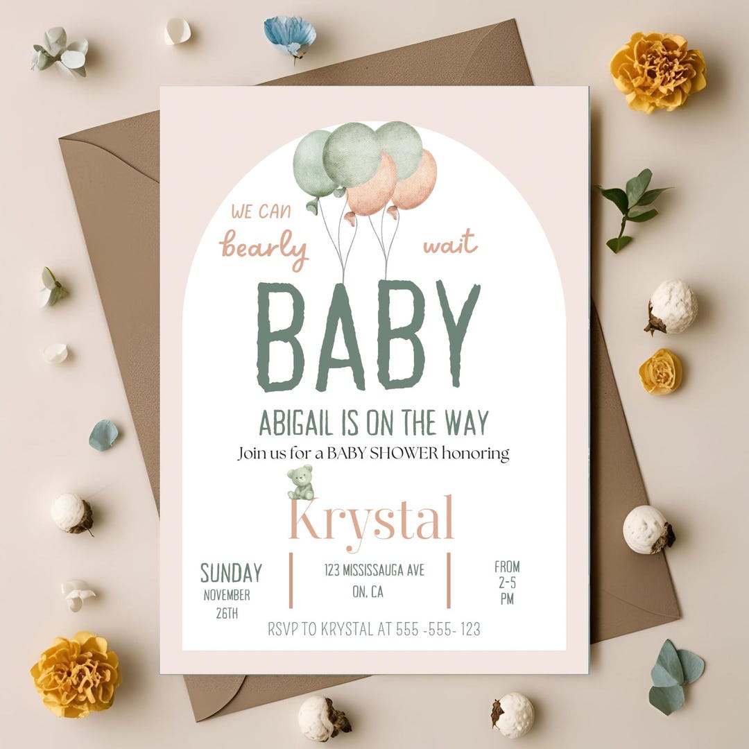 Personalized Baby Shower Invitations, Print Invitations 5x7, Unisex ...